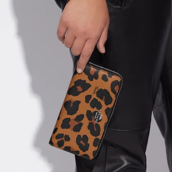 Coach | Bags | Coach Long Zip Around Wallet With Leopard Print And ...